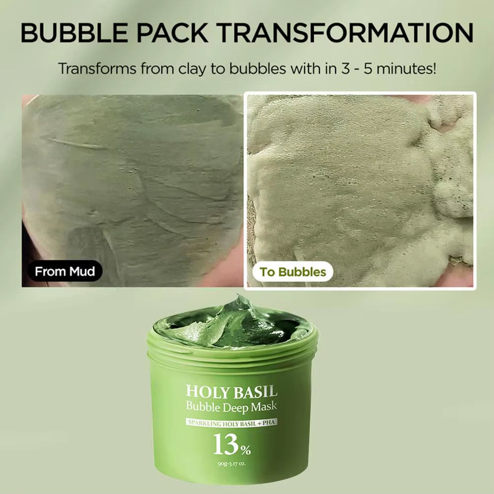 Korean Carbonic Acid Holy Basil Bubble Facial Mask Exfoliating Deep Cl ...